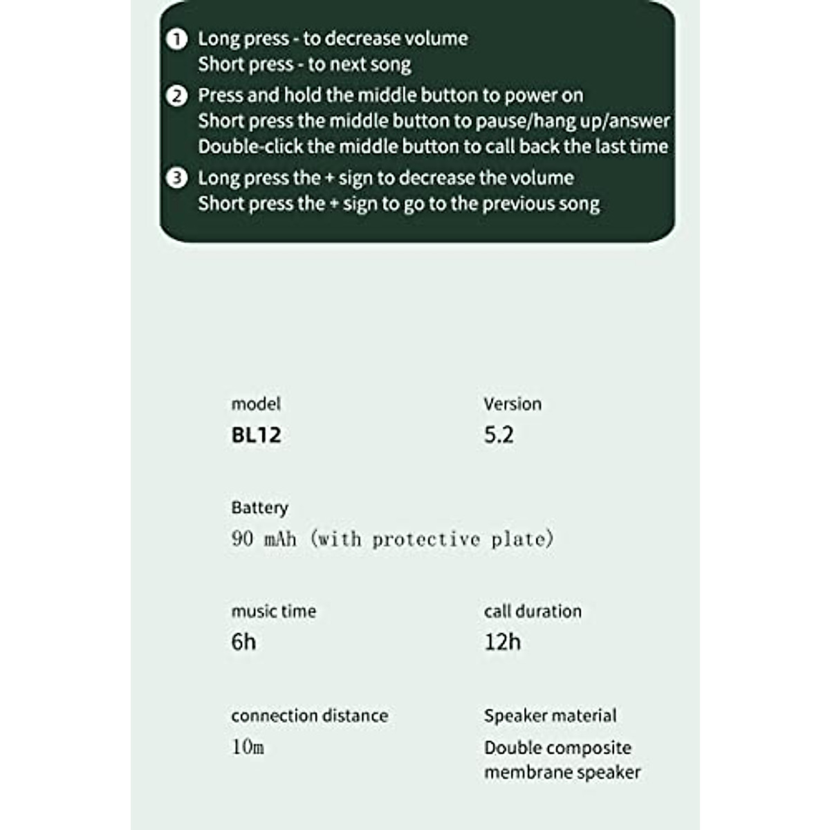 TEDATATA New Sports Bone Conduction Bluetooth Headset Sound Guide Listening to Songs not in Ear Music Driving Listening to Books Running for Women(Green)