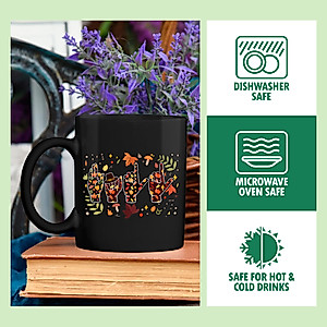 RW30 Fall ASL Thanksgiving Sign Language Alphabet Autumn Black Coffee Mug 11oz