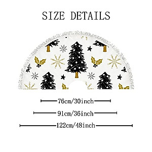 Small Christmas Tree Skirt Christmas Tree Holly Snow,30 Inch Tree Skirt for Christmas Holiday Party Decoration,Rustic Tree Skirts Mat Home Indoor Outdoor Ornaments