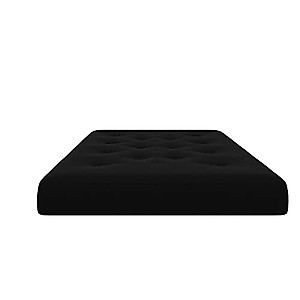 REALROOMS Cozey 8-Inch Spring Coil Futon Mattress, Microfiber, Full, True Black