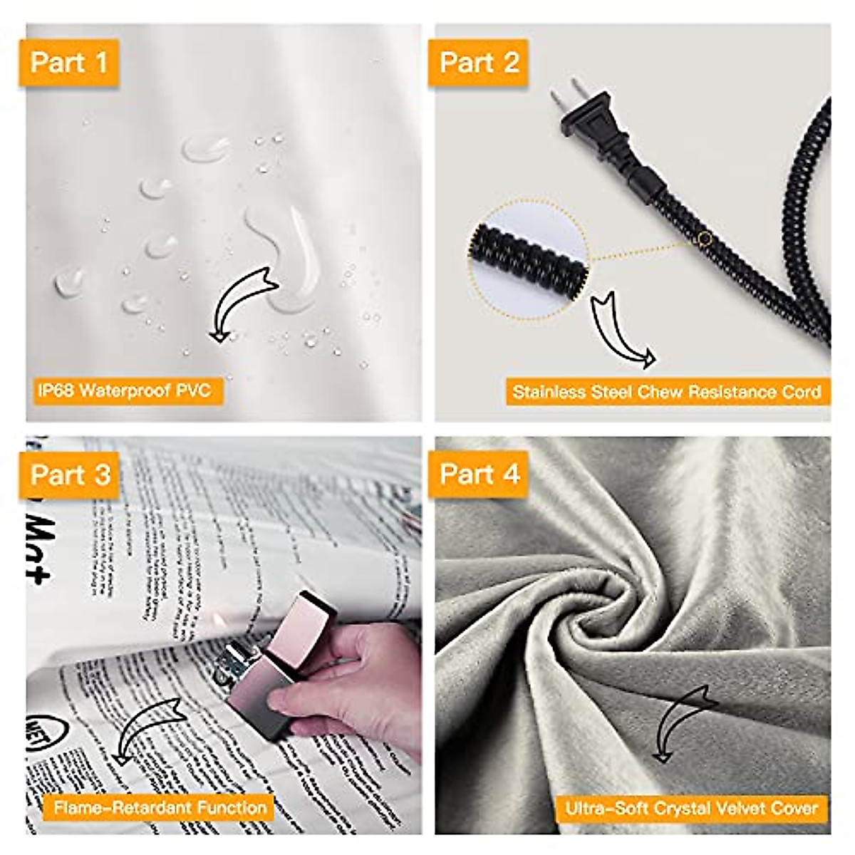 Toozey Pet Heating Pad, 6 Adjustable Temperature Dog Cat Heating Pad with Timer, Indoor Pet Heating Pads for Cats Dogs with Chew Resistant Cord, Electric Pads for Dogs Cats, Pet Heated Mat