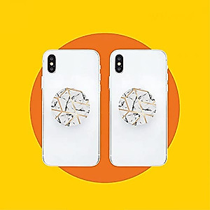 Cell Phone Stand Finger Holder - Geometric Rose Gold White Marble (3 Pack)