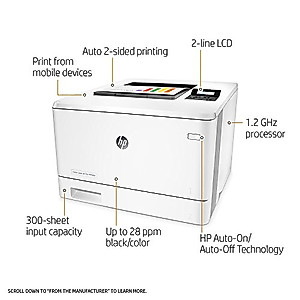 HP LaserJet Pro M452dn Color Laser Printer with Built-in Ethernet & Double-Sided Printing, Amazon Dash replenishment ready (CF389A)
