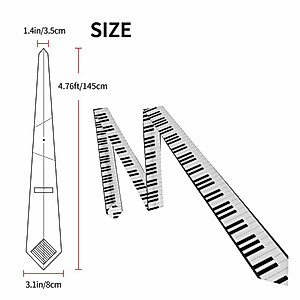 Yekiua Keyboard Ties Piano Keys Key Board Musical Instrument Men's Business Necktie For Husband Father Valentine's Day Father's Day Gift White Black