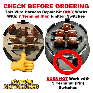 HD Switch Ignition Key Switch Wire Harness Repair Kit Replaces Dixon Husqvarna 539107541 12413 12163 4516 Tractor Lawn Mower