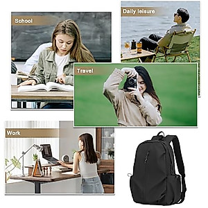 WEPOET Black School Backpack For Teens Boys Girls Cute Bookbag High School Bag Waterproof Casual Daypack College Backpack For Women Men Student Travel Backpack