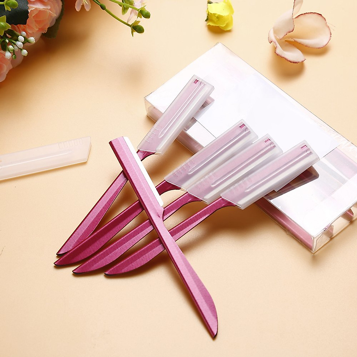 Miss Gorgeous London Eyebrow Razor, Eyebrow Razor Shaper for Men and Women, Grooming Shavers (red-10pcs)