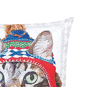 C&F Home Winter Hat Cat Premium Indoor/Outdoor Pillow Christmas Patio Decor Decoration Accent Throw Pillow 18 x 18 Gray