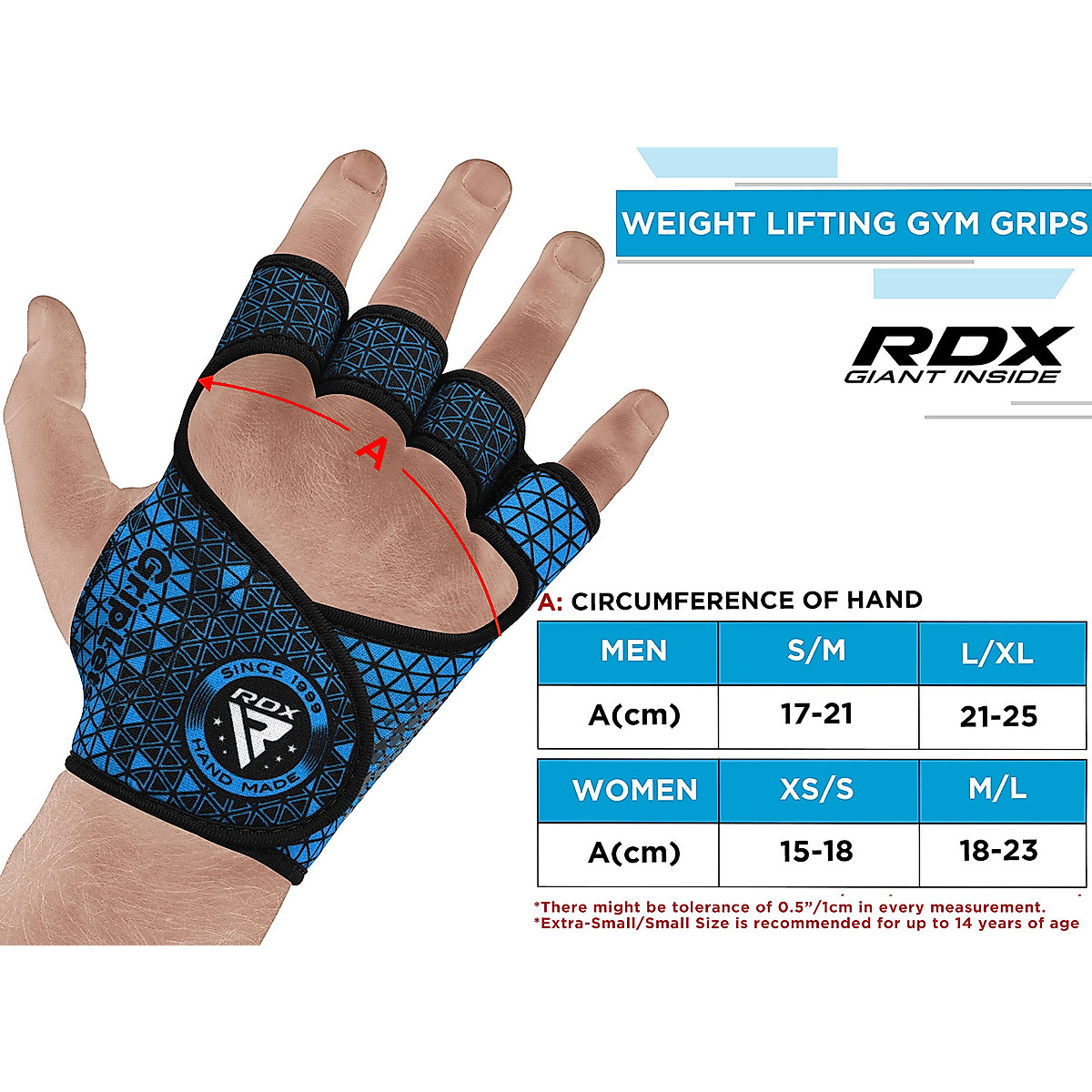 RDX Weight Lifting Gloves Grip, Non Slip Neoprene Ventilated Gym Barehand Gripper, Silicon Palm Protection, Powerlifting Fitness Strength Training Bodybuilding, Chin pull ups Bar Calisthenics Workout