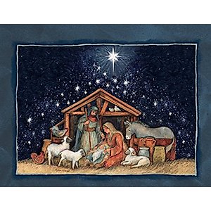 LANG Nativity Assorted Two Set Christmas Cards by Susan Winget, 2 Unique Designs per Box, 18 Cards with 19 Envelopes, Beautiful Nativity Artwork, Perfect for Sending Holiday Greetings (1008105)
