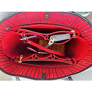 AlgorithmBags designed for LV Neverfull GM Purse Organizer Insert with Zippers Luxury Bag Shaper Liner (Cherry)