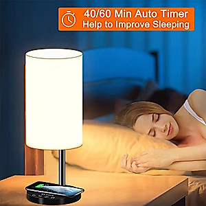 ALOTUS Multifunctional Table Lamp with 10W Fast Wireless Charger, USB Port, 5 Brightness,5 Lighting Mode,40/60 Min Auto Timer, Nightstand Bedside Lamp for Bedroom (LED Bulb Included)…