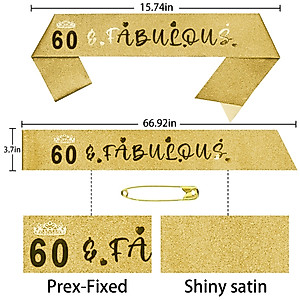 60th Birthday Gift for Her,60 and Fabulous,60th Bday Tiara and Sash,60th Birthday Crown,60th Birthday Sash,Gift for 60 Year Old Woman,60th Birthday Party Supplies,60th Birthday Decoration for Women