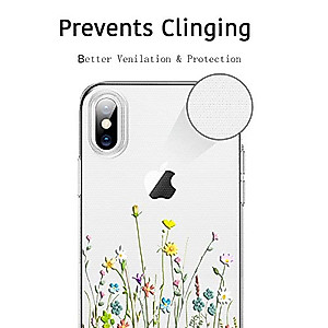 Unov Case Compatible with iPhone Xs Max Case Clear with Design Slim Protective Soft TPU Bumper Embossed Pattern Protective 6.5 Inch (Flower Bouquet)