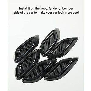 ESEWALAS 6PCS Car Side Vent Air Flow Decal,Universal Auto Air Flow Bumper Side Vent Decal,Car Exterior Decal Intake Grille Sticker,Car Decal Trim Decorative (Black)