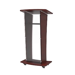 FixtureDisplays® Wood Podium with Frost Acrylic Front Panel, 46.5 Tall Pulpit Lectern, Easy Assembly Required 1803-5