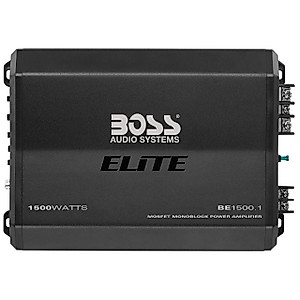 BOSS Audio Systems Elite BE1500.1 Monoblock Car Amplifier - 1500 Watts, 2 4 Ohm Stable, Class AB, Mosfet Power Supply, Great For Subwoofers