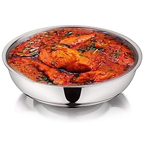SHRIYA Triply Stainless Steel Tasala Kadai Induction Base Kadhai with Glass Lid Steel Triply Kadhai