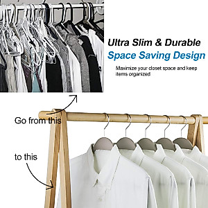 ELONG HOME Plastic Clothes Hangers, Upgraded Rubber Non Slip Plastic Hangers, Non Velvet Durable Slim Clothing Hangers, 17.7 Inches Wide for Adults Clothes, 20 Pack