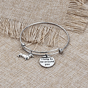 BAUNA Dachshund Bracelet Doxie Dog Jewelry I Long To Be Around You Wiener Dog Pet Owner Gift For Dachshund Lover (Dachshund Bracelet)
