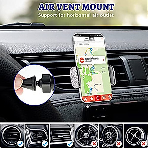 Dashboard Phone Holder Bling Phone Mount for Car,Car phone holder Mount with One More Air Vent Base,Phone Holder Car Accessories,Universal Car Phone Holder Mount for Windshield and Air Vent,Silver