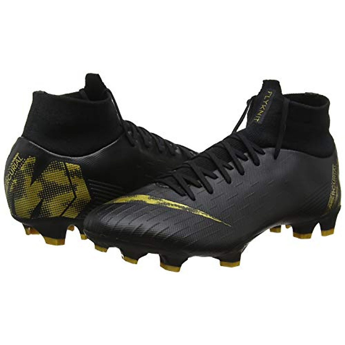 NIKE Men's Footbal Shoes, Black Black MTLC Vivid Gold 077, 9.5