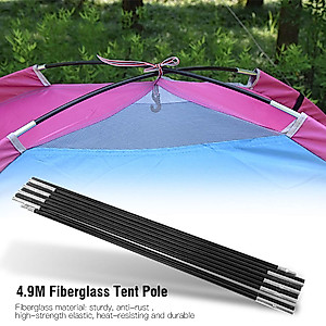 VGEBY Tent Support Rod, 4.9M Fiberglass Camping Tent Pole Bars Outdoor Sunshelter Support Tent Rod Replacement Awning Frames Accessories