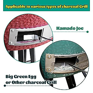 19 Inch BBQ Ash Tool for Kamado Joe Charcoal Smoker Big Green Egg Wood Burning Stove Ash Rake Grilling Poker Accessories Charcoal Garden Tools Grill Cleaning Tools