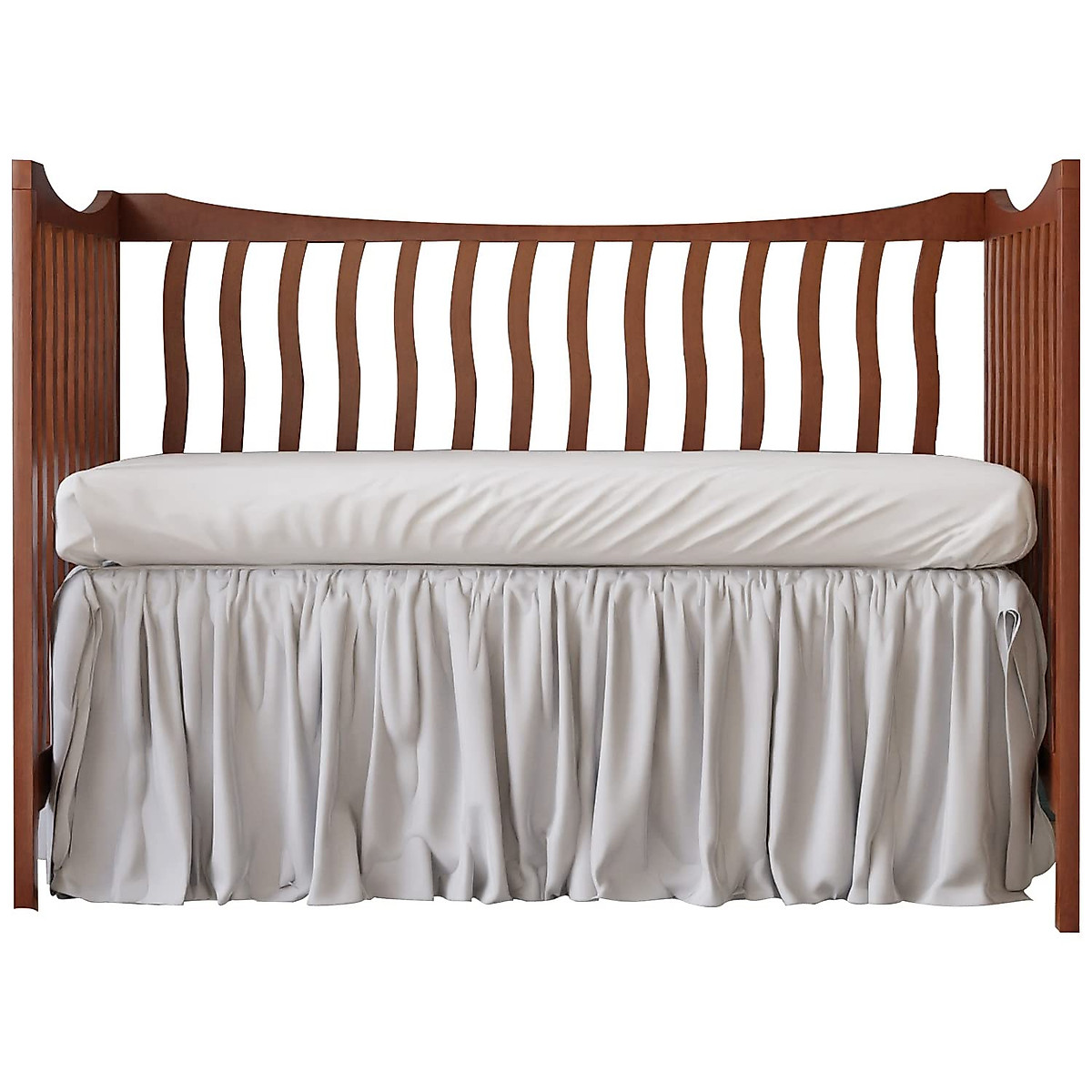 Tadpoles Dust Ruffle Crib Skirt | 28" x 52" with a 14" Drop | Made of 100% Softly Brushed Microfiber Polyester | Easy to Care for | Soft, Smooth, Breathable & Durable | Ideal for Babies | Grey