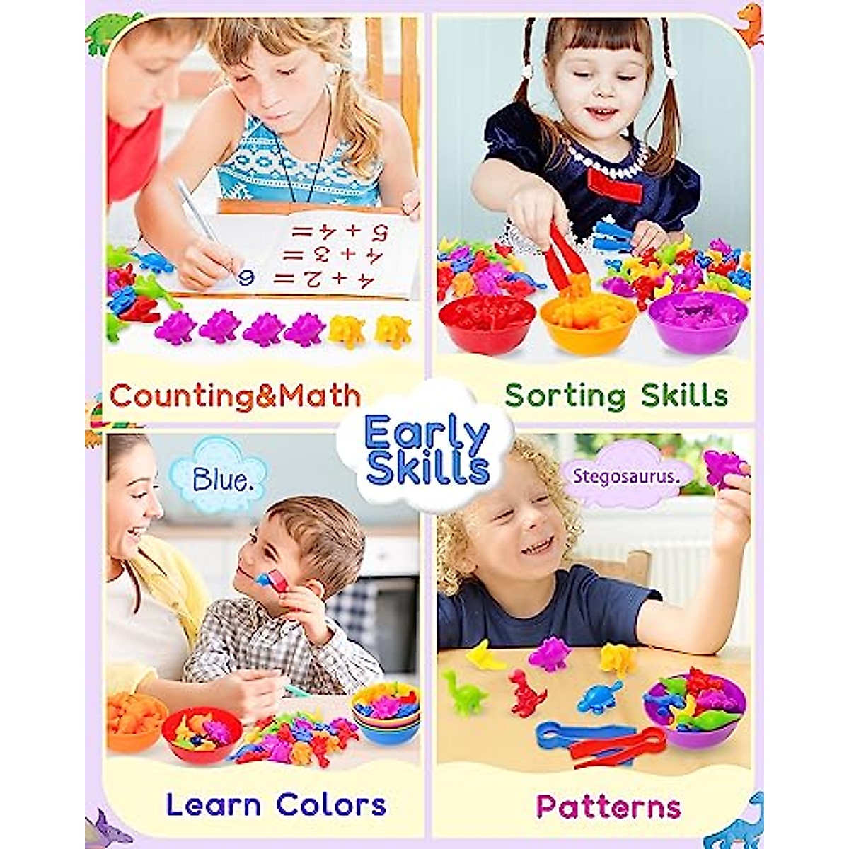 Yetonamr Counting Dinosaurs Montessori Toys for 3 4 5 Years Old Boys Girls, Toddler Preschool Learning Activities Toys for Kids Ages 2-4, 3-5, 4-8, Birthday Gifts Sensory Educational Toys