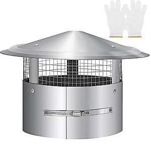 Magam 9 Inch Round Chimney Cap,9 Inch Tapered Top Chimney Cap with Screen, Adjustable and Reinforced Chimney Cap,9 Inch Chimney Cap with Fastening Device with Screen, Stovepipe Finial,Stainless Steel