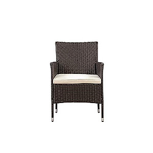 Amazon Basics Outdoor Patio Garden Faux Wicker Rattan Chair Conversation Set with Cushion - 4-Piece Set, Brown