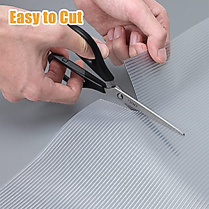 BAKHUK Shelf Liner for Kitchen Cabinets, 4 Rolls of 12 Inches x 25 FT, Non Adhesive Cabinet Liner, Double Sided Non-Slip Drawer Liner, Clear Ribbed Washable Refrigerator Mats for Pantry Cabinet