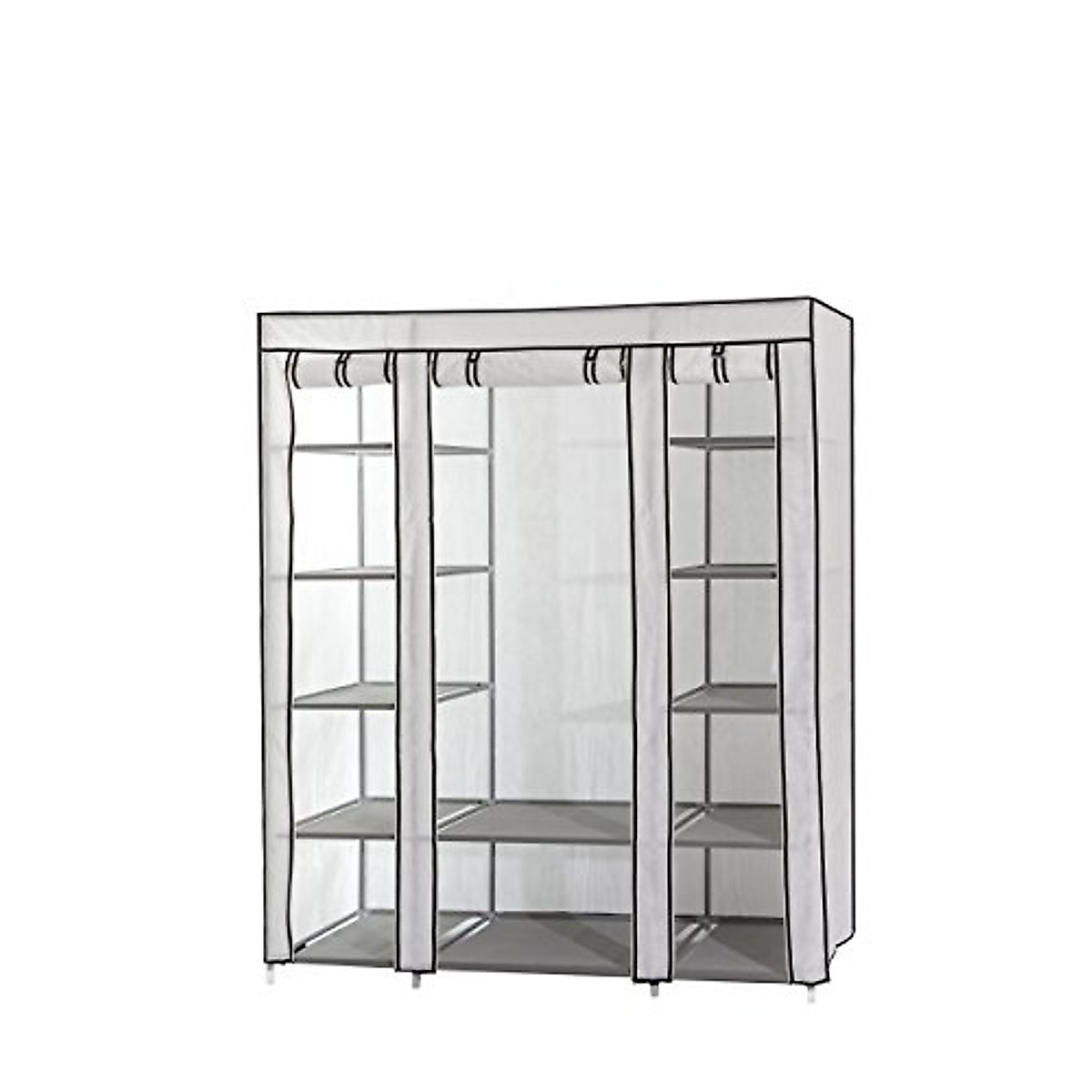 Dream Palace Portable White Fabric Wardrobe, Shelves, Covered Closet Rack, Sock Organizer, Hanger 59 inches