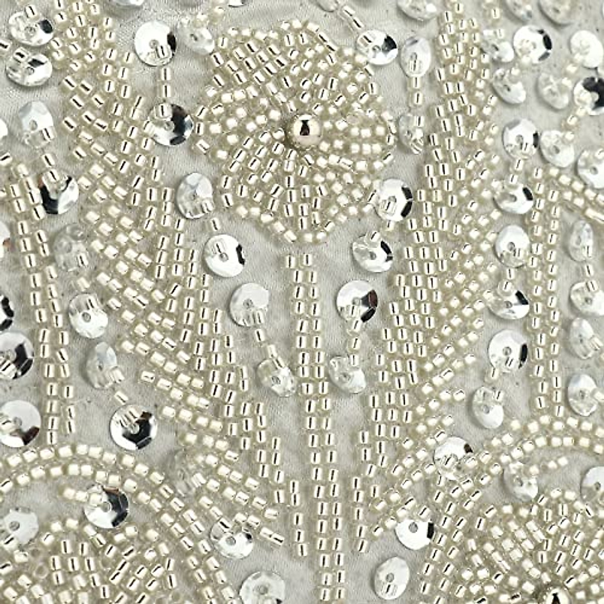 Women Beaded Sequin Design Flowers Evening Wedding Clutch Handbag Purse Vintage Beaded Embroidery Crossbody Evening Bag (Silver)