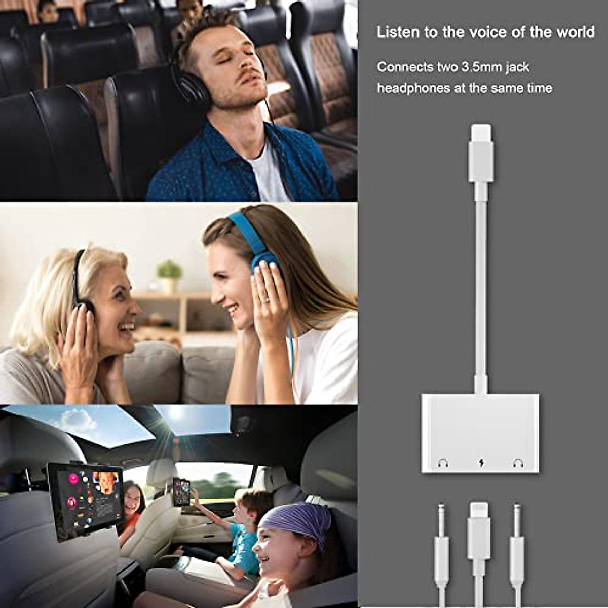 Anytrox Headphone Adapter for iPhone,3 in 1 Dual 3.5mm Audio Stereo Splitter Compatible with iPhone 14 13 Pro/12 iPad,Audio Output for 3.5mm Jack Earphone,Headphone,Speaker and More