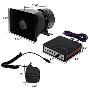 YHAAVALE Car Police Siren Horn 5 Tone Sounds Vehicle Horn with Mic PA System Emergency Sound Amplifier Speaker