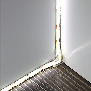 RGBZONE 12Pcs 2Pin L-Shaped COB LED Connectors 8mm Strip to Strip Solderless Corner Connector for 2pin 8mm COB LED Strip Lights