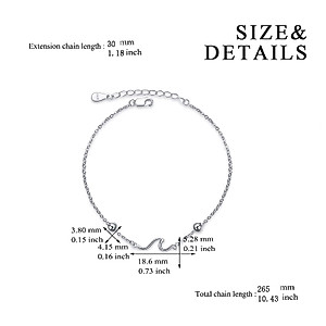 YFN 925 Sterling Silver Ocean Wave Anklet Wave Ankle Bracelet Beach Jewelry for Women