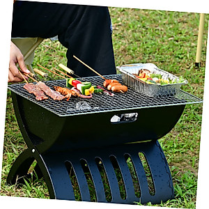 Happyyami 4 Pcs Stainless Steel BBQ Mesh Barbecue Pad Chef Cooling Rack Barbecue Grill Rack Baking Rack Grill Mesh Mat Outdoor BBQ Mat Square Backpack Grill Cooking Grid Travel Gift Small