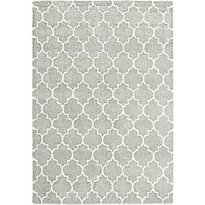 Unique Loom Rabat Shag Collection Area Rug - Marble (9' 10" x 14' 1" Rectangle, White Cyan/Ivory)