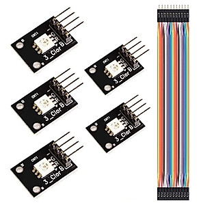 DAOKI 5 Pcs SMD LED Module 3 Color Light 5050 PWM RGB KY-009 for Arduino MCU Raspberry DIY Electronic Kit PCB Board with Dupont Cable