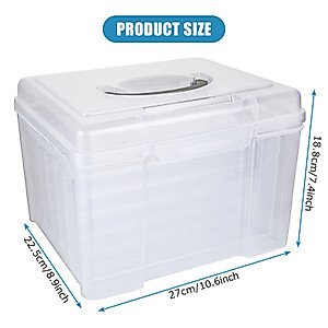 ABuff Greeting Card Storage and Organizer Box with 6 Adjustable Dividers, Clear Plastic Photo Storage Box Card Organizer Box for Photos, Scrapbook, Stickers, Envelopes