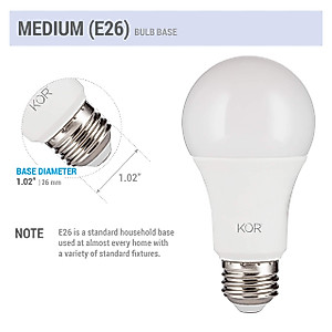 KOR LED Light Bulbs - 6 Pack of 5000K Daylight White Lightbulbs - E26 Base, A19 Size, 15W (100W Incandescent Equivalent) - Long Lasting 1500 Lumen Bright Shatter Resistant Energy Saving Light Bulbs