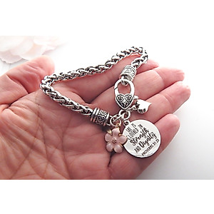 Inspirational Christian Jewelry for Women Proverbs 31:25 She is Clothed in Strength and Dignity Bible Verse Bracelet for Her Scripture Encouragement (PROVERBS 31:25)