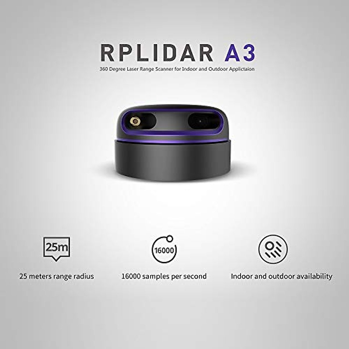 youyeetoo Slamtec RPLIDAR A3 2D 360 Degree 25 Meters scanning Radius & Mute brushless Motor lidar Sensor for Obstacle Avoidance and Navigation of Outdoor AGV Drones