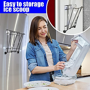Ice Scoop Holder Foldable, Metal Heavy Duty Ice Maker Scoop Holder for Ice Maker Kitchen Freezer Bar Party Wedding, Large Capacity, Durable＆Easy Clean (Large)