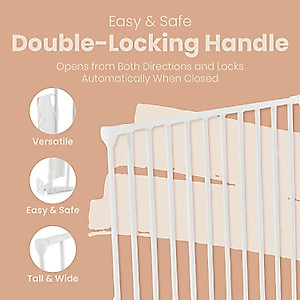 Scandinavian Pet Design Large Metal Pet Gate, 87.8" W x 41.0" H, Adjustable Wall-Mounted Tall Pet Gate, White