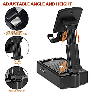 Cell Phone Stand with Bluetooth Speaker,Wireless Speaker with Anti-Slip Holder and Charging Station Compatible for iPhone/iPad/Samsung and More,Adjustable Angle and Height,Gifts for Men and Women
