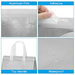 PATIKIL Insulated Take Away Bags, 25 Pcs Insulation Cooler Bag Grocery Bags Thermal Bags 9.4 x 5.9 x 10.2 Inch for Hot Cold Frozen Food Coffee Delivery, White